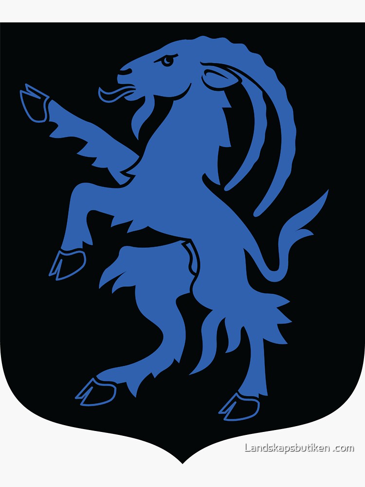 "Rampant Goat, the Coat of Arms of Hälsingland, Sweden, Blue Print ...