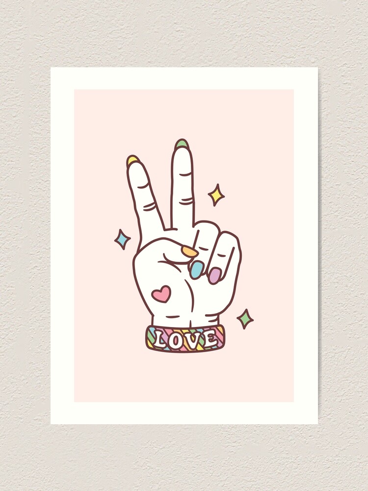 "Peace Hand Sign Rainbow Fingernails Pride" Art Print for Sale by ...