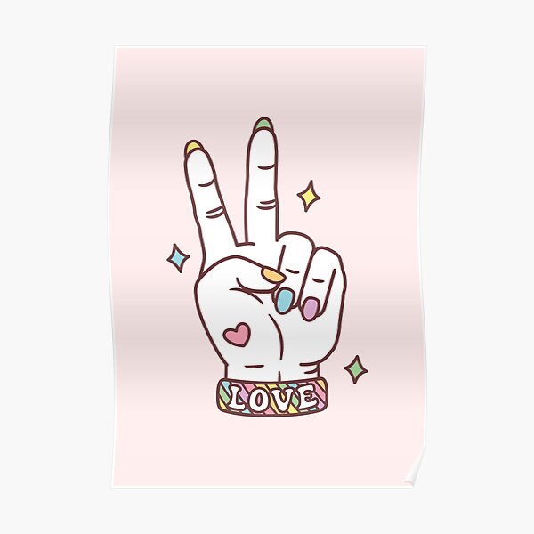 "Peace Hand Sign Rainbow Fingernails Pride" Poster for Sale by ...