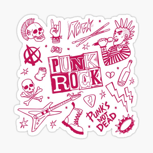 "Punk Rock - pink art " Sticker for Sale by E-Eden | Redbubble