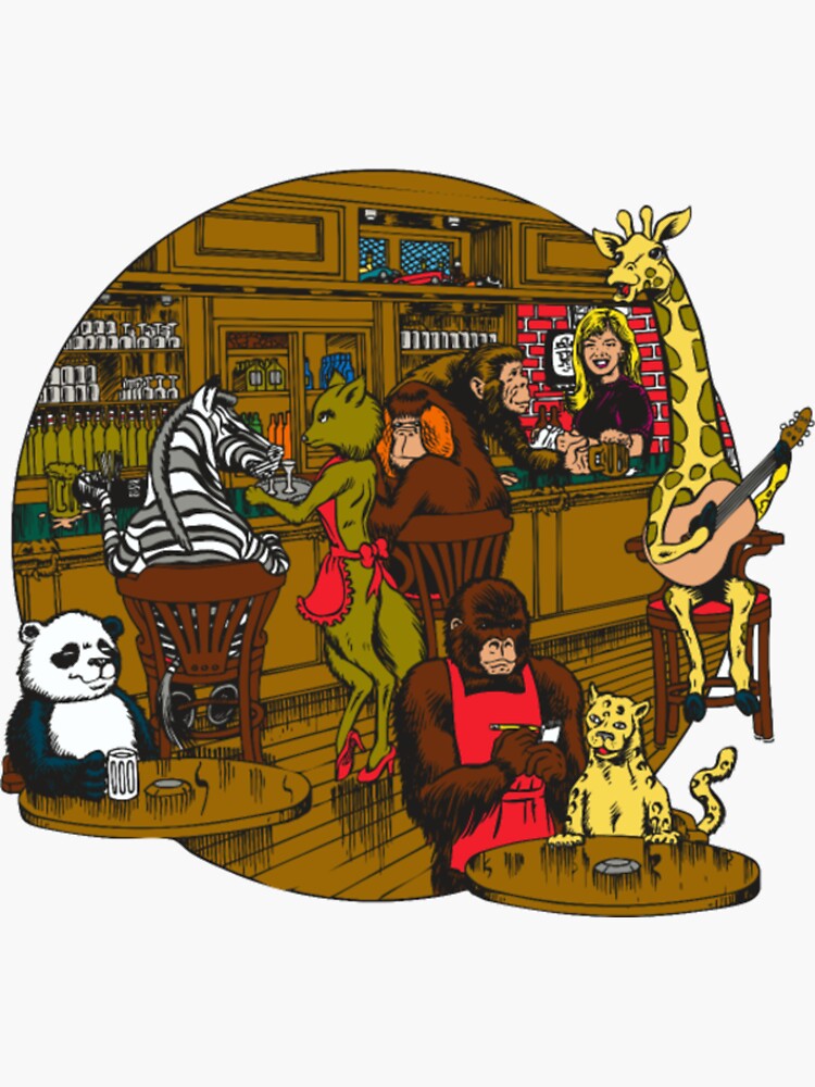 "Animal Bar cartoon" Sticker for Sale by GoriAntan | Redbubble