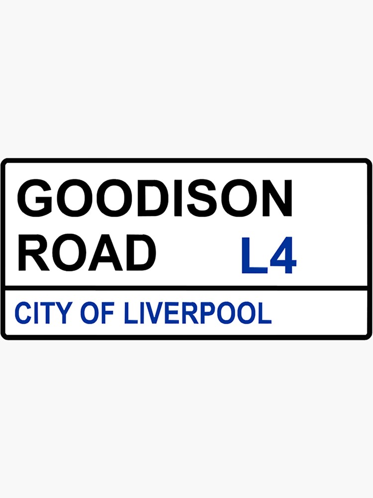 "Everton Football Team Goodison Road Street Sign " Sticker for Sale by ...
