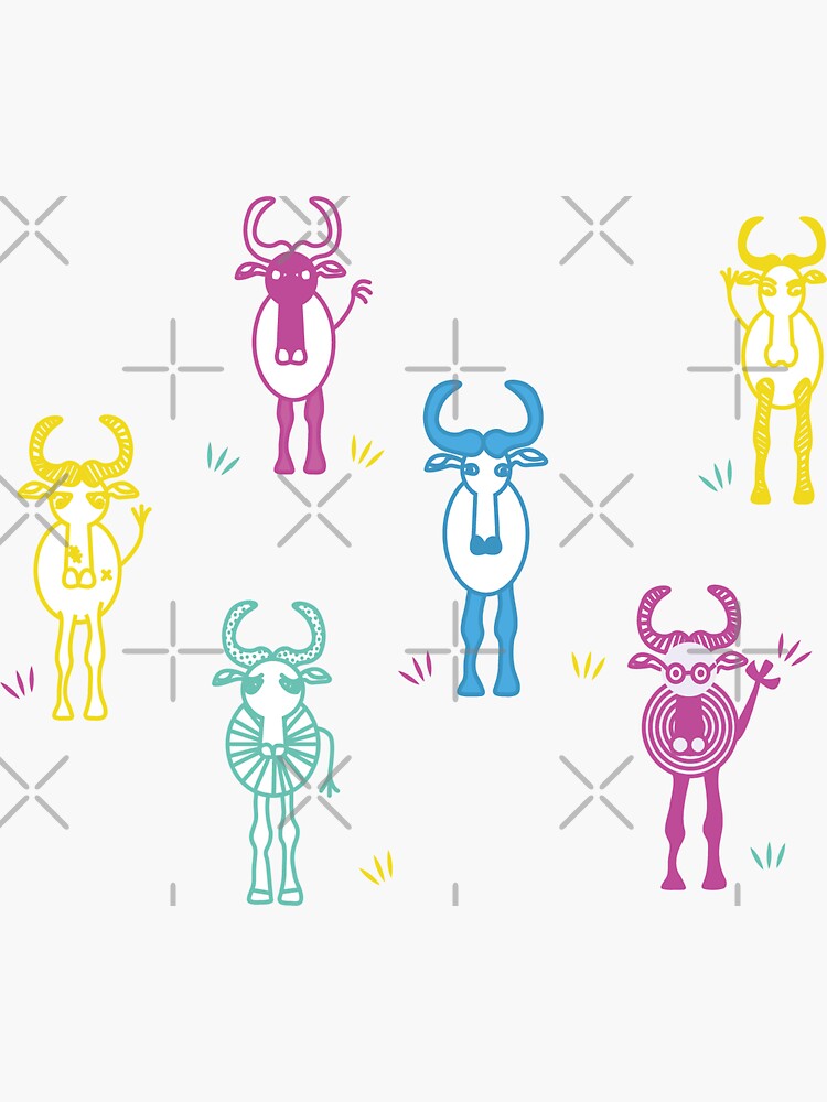 "funny wildebeest family" Sticker for Sale by Quotiart | Redbubble