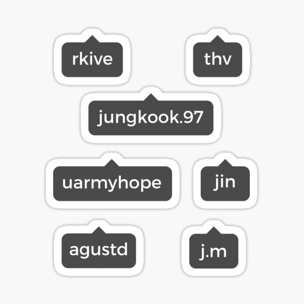 "BTS members IG name tags" Sticker for Sale by Colorful-Inspo | Redbubble