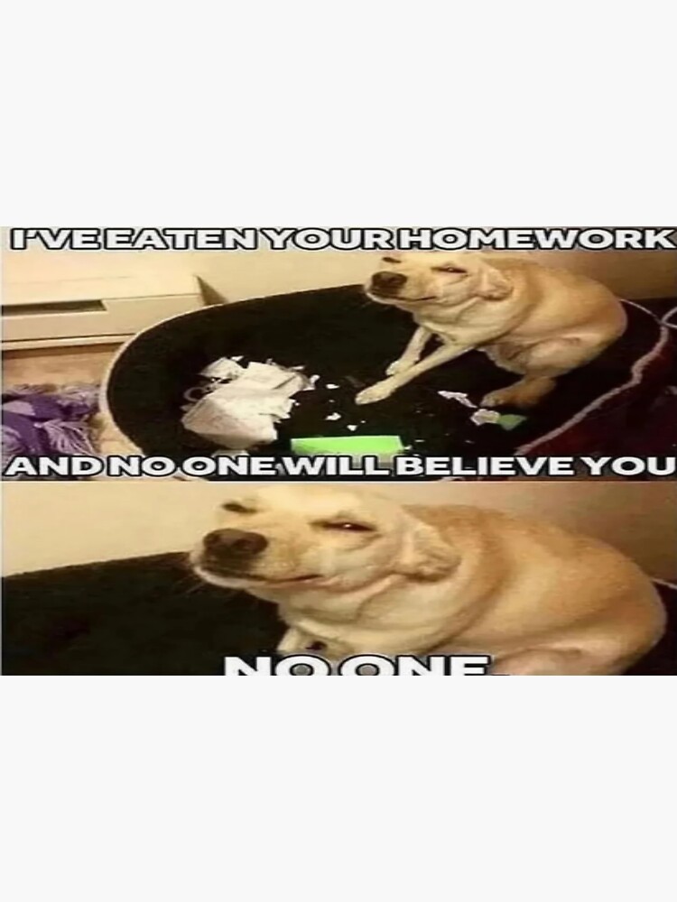 "Dog Eats Homework" Sticker for Sale by DotExe1 | Redbubble