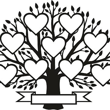 "Family tree for 9 family members with hearts" Art Board Print for Sale ...