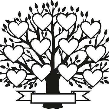"Family tree for 12 family members with hearts" Art Board Print for ...
