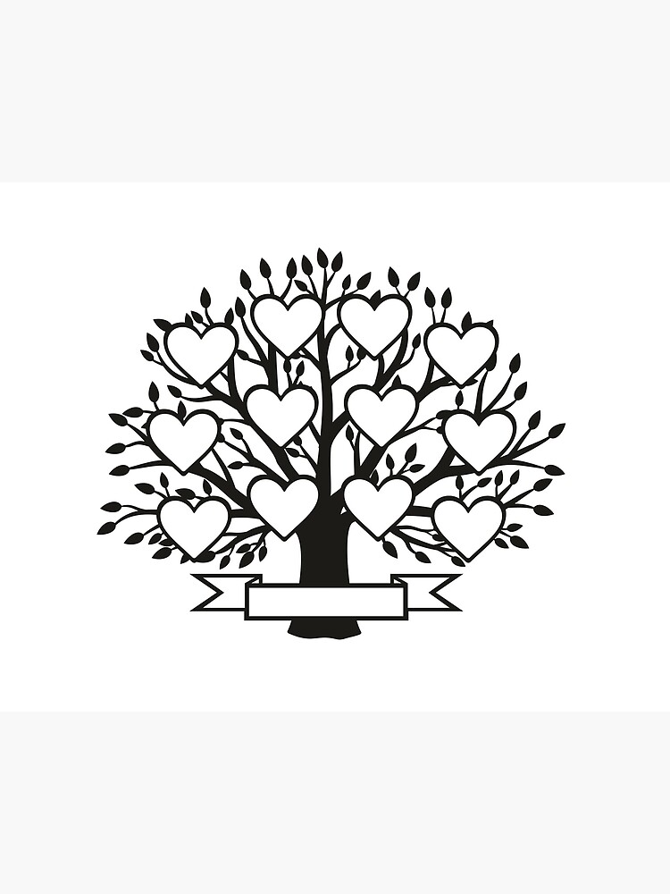 "Family tree for 12 family members with hearts" Art Board Print for ...