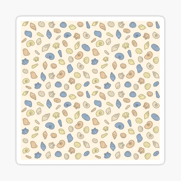 "Shells scattered blue" Sticker for Sale by sunshinestudiod | Redbubble