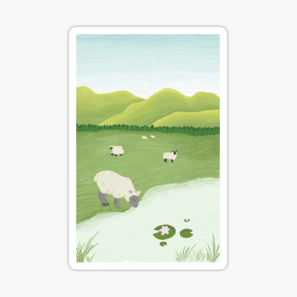 "sheep field" Sticker for Sale by LunarDusk2022 | Redbubble
