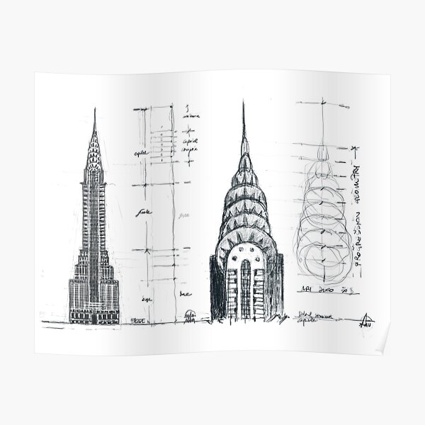 "How to Draw The Chrysler Building" Poster for Sale by DrawingTheCity ...