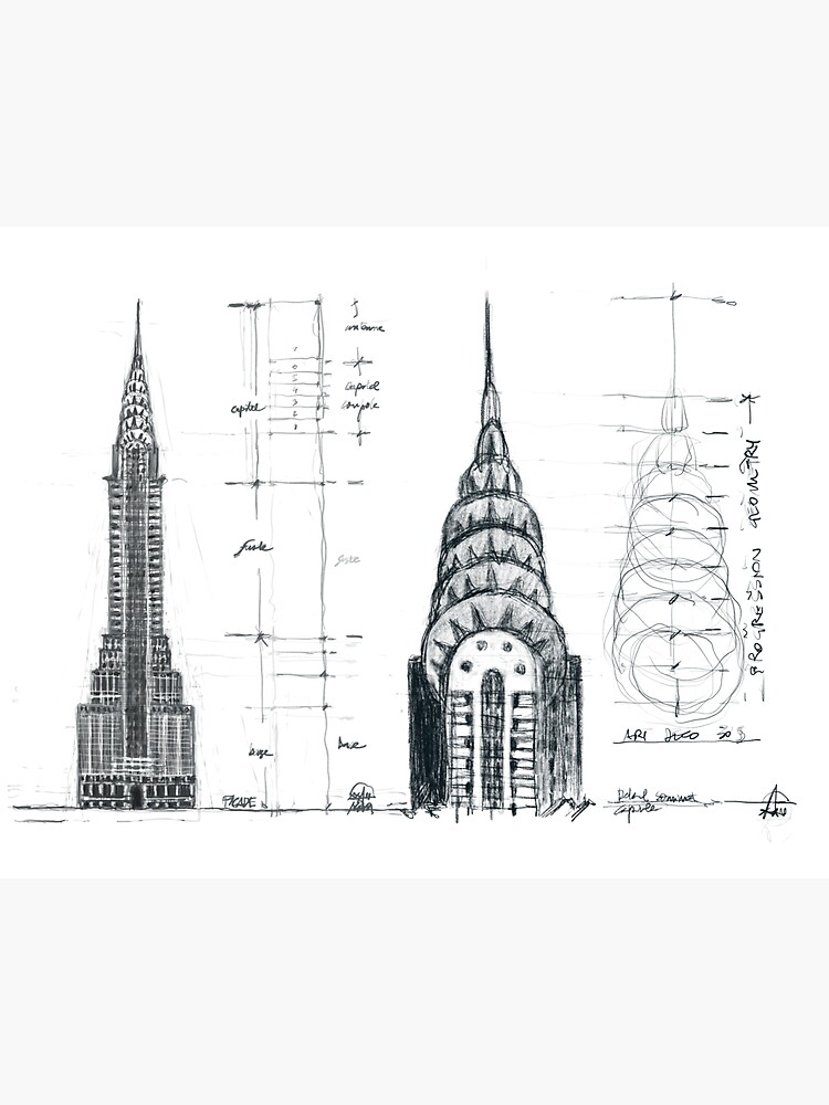 "How to Draw The Chrysler Building" Sticker for Sale by DrawingTheCity ...
