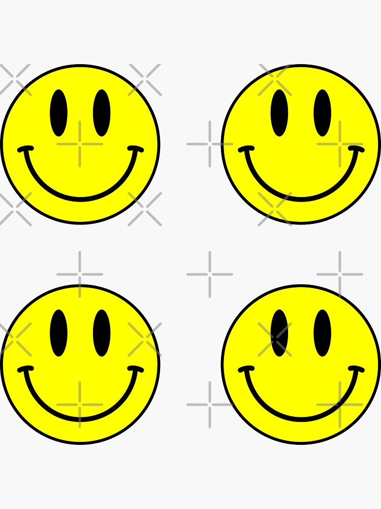 "Acid House Smile Face (x4)" Sticker for Sale by Chairboy | Redbubble