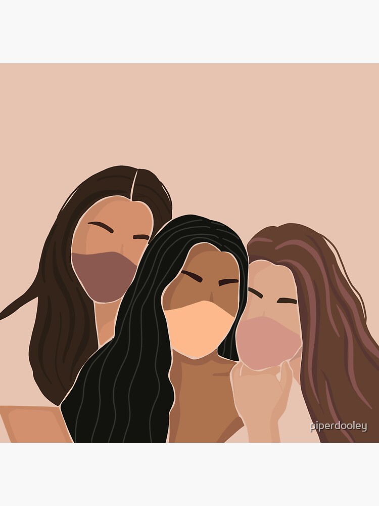 "Three Girls Matching Masks Pink Aesthetic" Sticker for Sale by ...