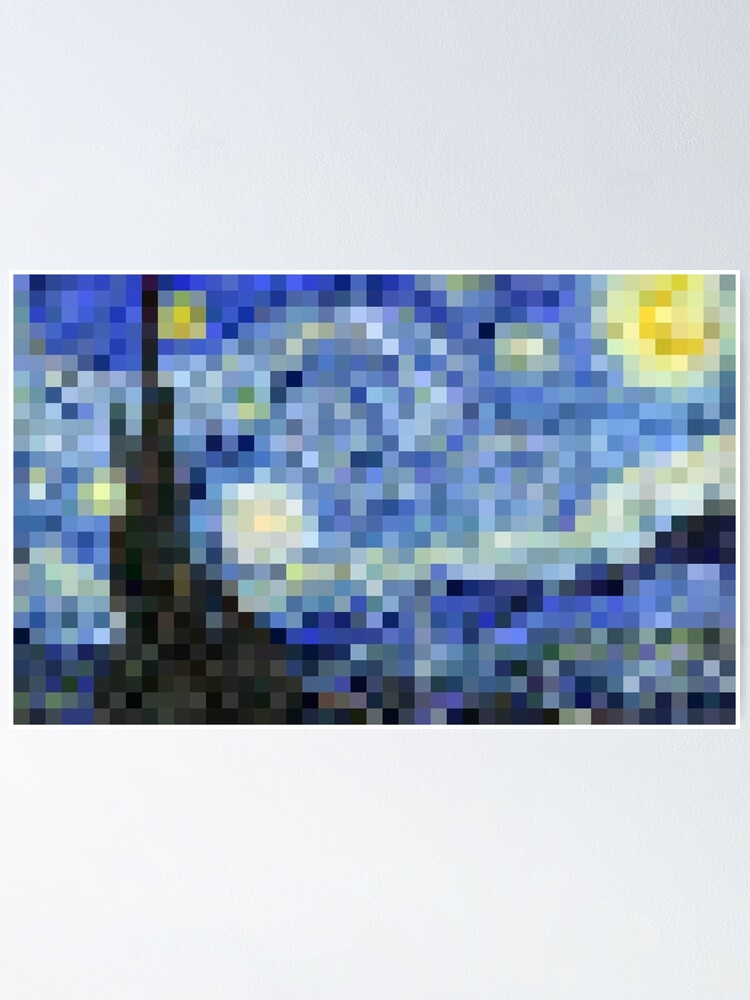"The Starry Night PixelArt" Poster for Sale by PixelMe2 | Redbubble