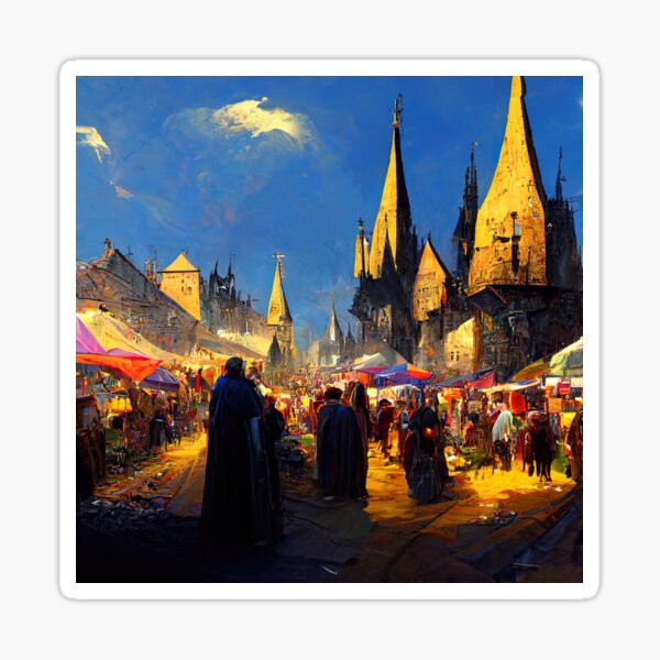 "Medieval Fantasy Town" Sticker for Sale by ErianAndre | Redbubble