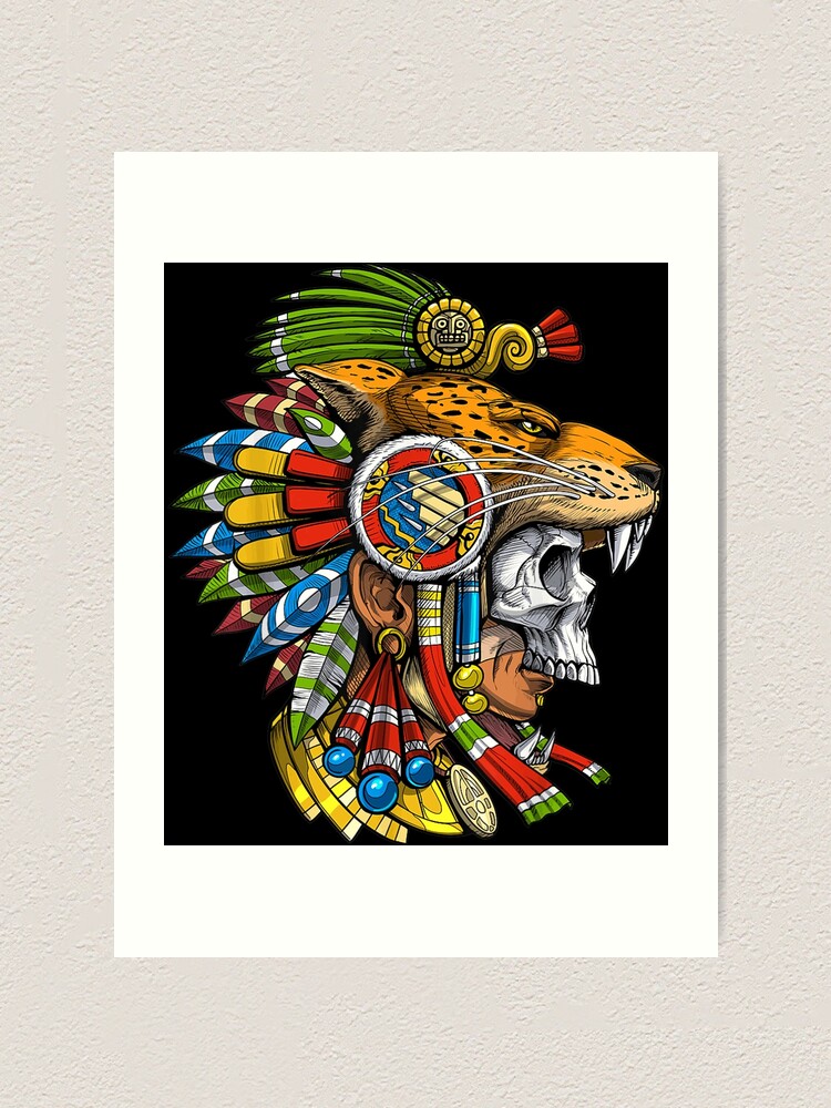 "Aztec Skull Jaguar Warrior Mask Ancient Mayan Mythology " Art Print ...