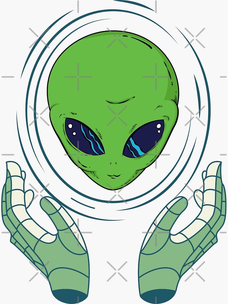 "Trippy Alien" Sticker for Sale by HippoSynthwave | Redbubble