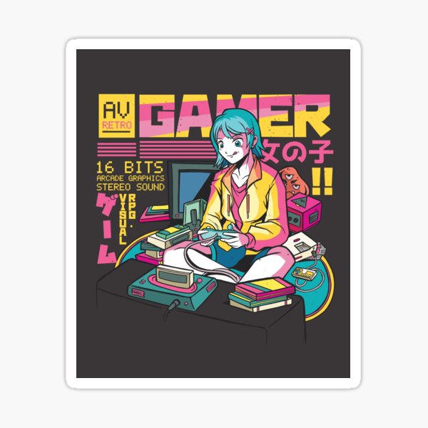 Pegatina «Chica jugadora de anime | Chica anime kawaii | Ilustración ...