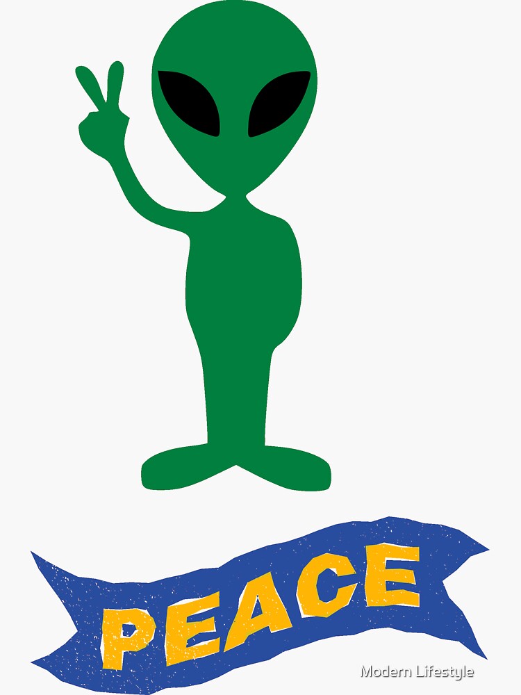 "Alien Peace." Sticker for Sale by Kamelkasem | Redbubble