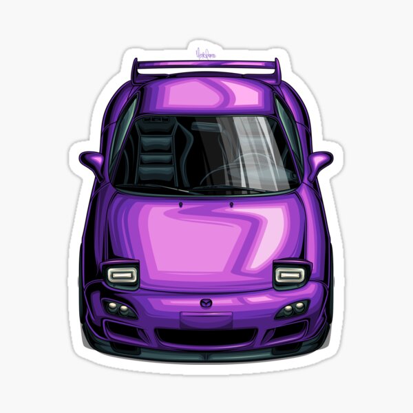 "Mazda RX-7 Midnight Purple" Sticker for Sale by marioramosart | Redbubble