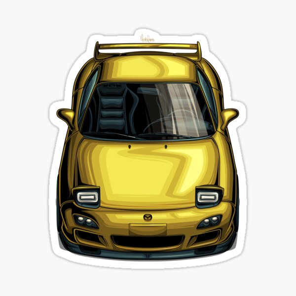 "Mazda RX-7 Yellow" Sticker for Sale by marioramosart | Redbubble