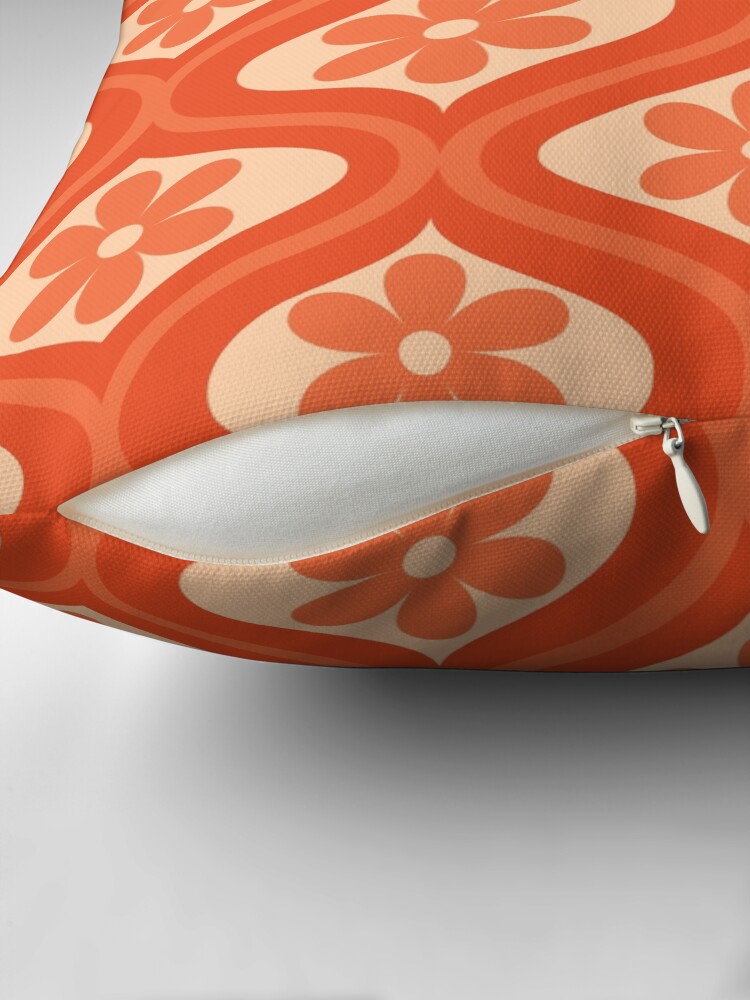 " Retro Orange Flower Pattern on Mid Century oval ogee " Pillow for ...