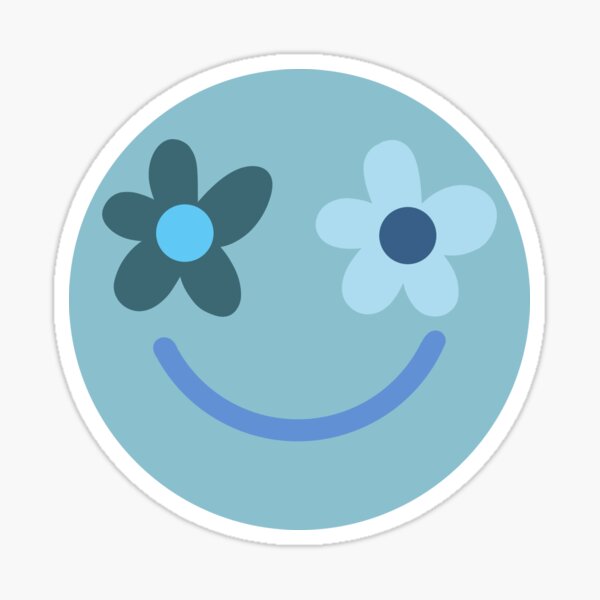 "Blue Happy Face " Sticker for Sale by gray-cat | Redbubble