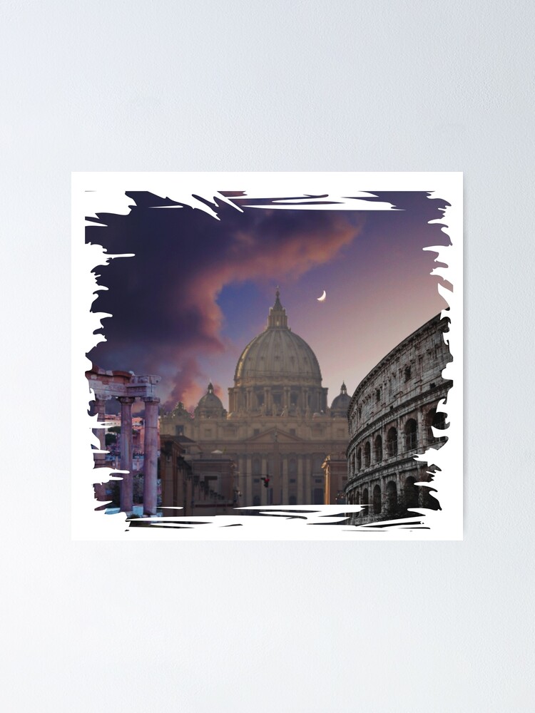 "Rome landmarks, Colosseum, Vatican, Roman Forum" Poster for Sale by ...