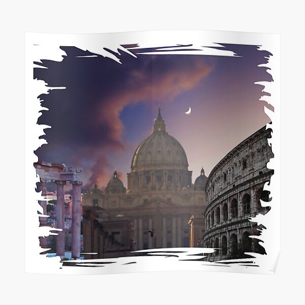 "Rome landmarks, Colosseum, Vatican, Roman Forum" Poster for Sale by ...