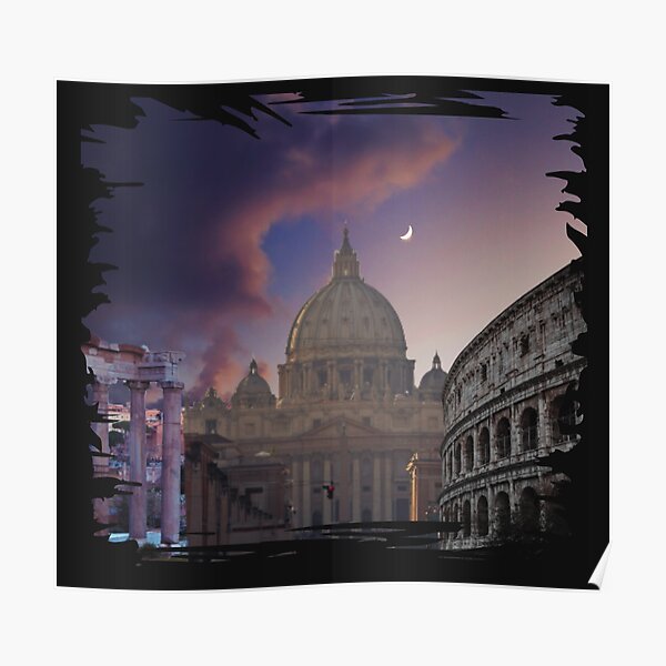 "Rome landmarks, Colosseum, Vatican, Roman Forum" Poster for Sale by ...