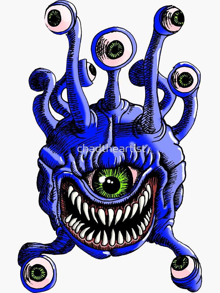 "James the Blue Beholder" Sticker for Sale by chadtheartist | Redbubble