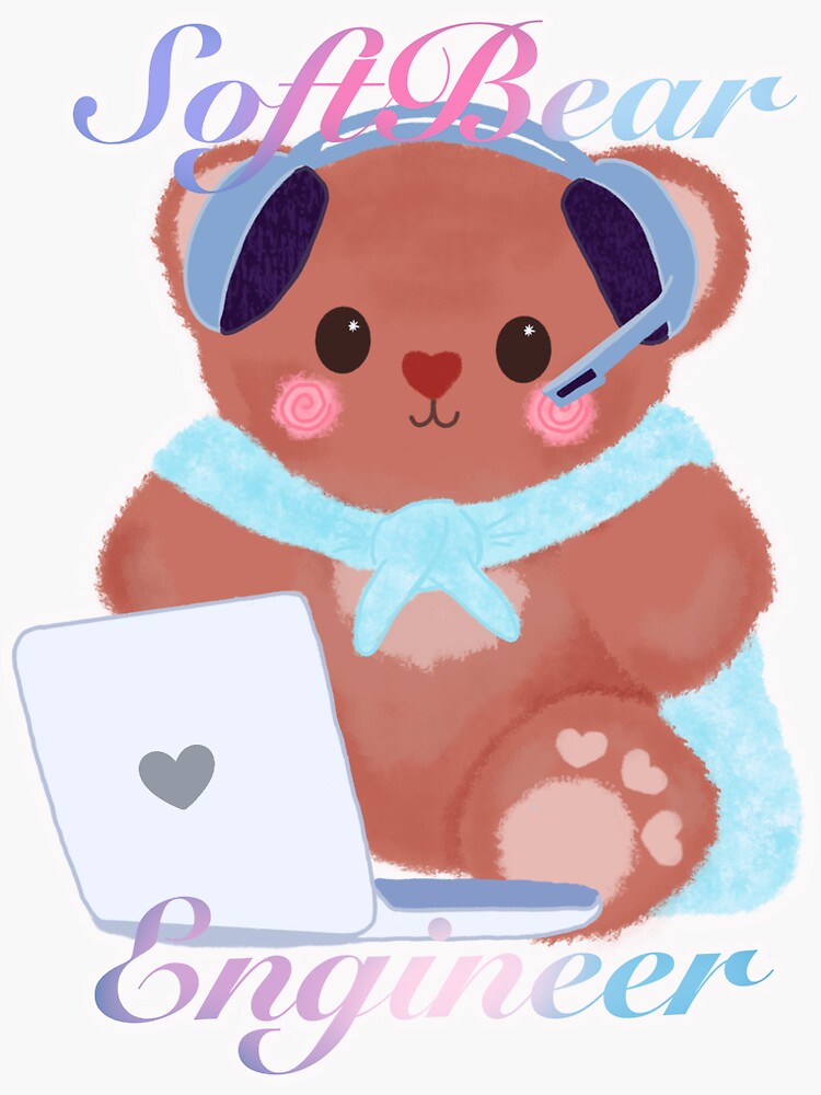 "Cute SoftBear Engineer Sticker Software Engineering Bear Teddy Bear" Sticker for Sale by ...