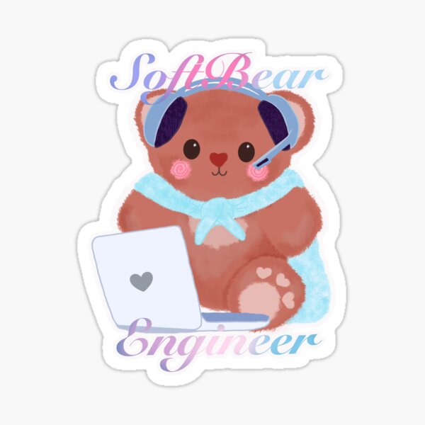 "Cute SoftBear Engineer Sticker Software Engineering Bear Teddy Bear ...