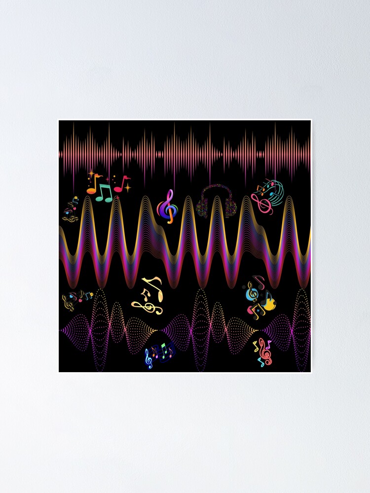 "Cute Retro Music Notes, Retro Music Waves" Poster for Sale by ...