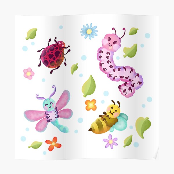 Póster «Insectos lindos, pequeños insectos tiernos.» de MrsTeddyBear | Redbubble