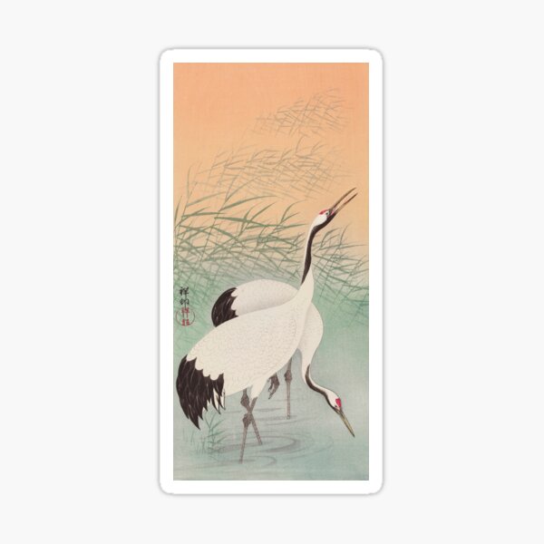 "VINTAGE JAPANESE CRANE ART" Sticker for Sale by flat-piggy | Redbubble