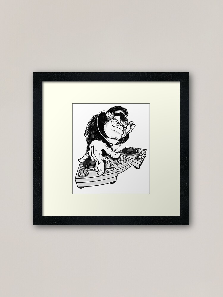 "Monkey Animal Music Headphones Dj Turntable" Framed Art Print for Sale ...