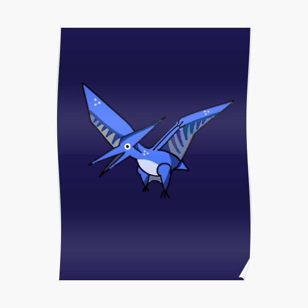 "Blue Pterodactyl" Poster for Sale by DRAGONSandWAVES | Redbubble
