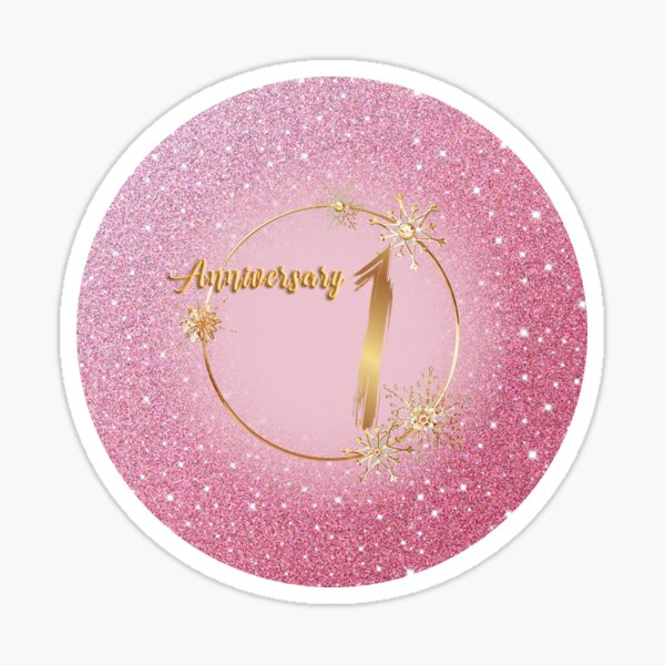 "1st Anniversary, pink and gold" Sticker for Sale by Fashionxj | Redbubble