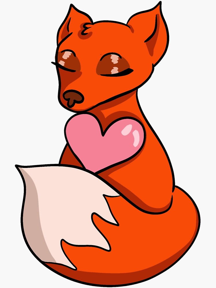 "Heart Fox" Sticker for Sale by MyaPeachy | Redbubble
