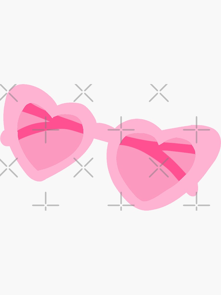 "Preppy Pink Heart Sunglasses" Sticker for Sale by brookiecookie37 ...