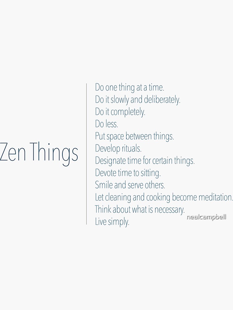 "12 Zen Things Poster" Sticker for Sale by nealcampbell | Redbubble