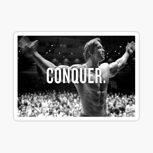 "Arnold Schwarzenegger Conquer Motivational Fitness" Sticker for Sale ...