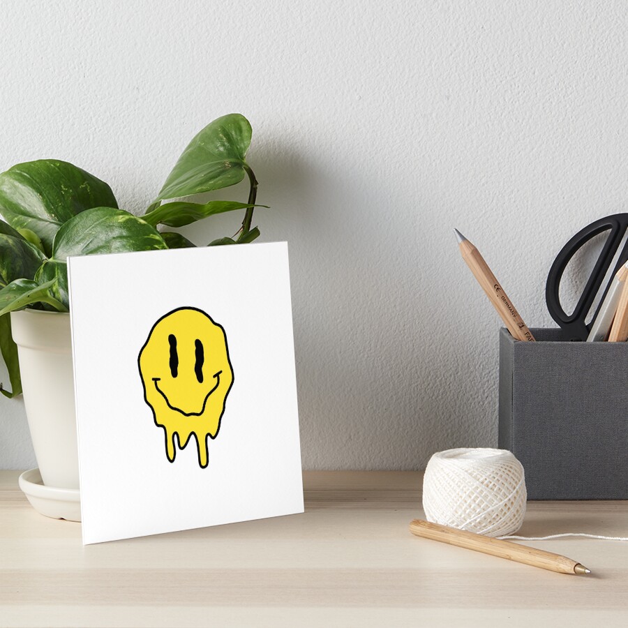 "Drippy Yellow Smiley Face" Art Board Print for Sale by piperdooley ...