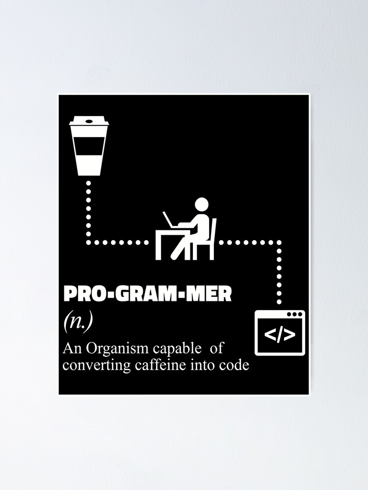 Converting Caffeine To Code Programmer Poster For Sale By Juxndx Redbubble 5091