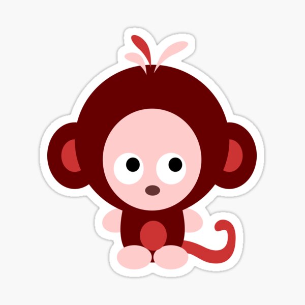 "Cute Pink Baby Monkey" Sticker for Sale by Eggtooth | Redbubble