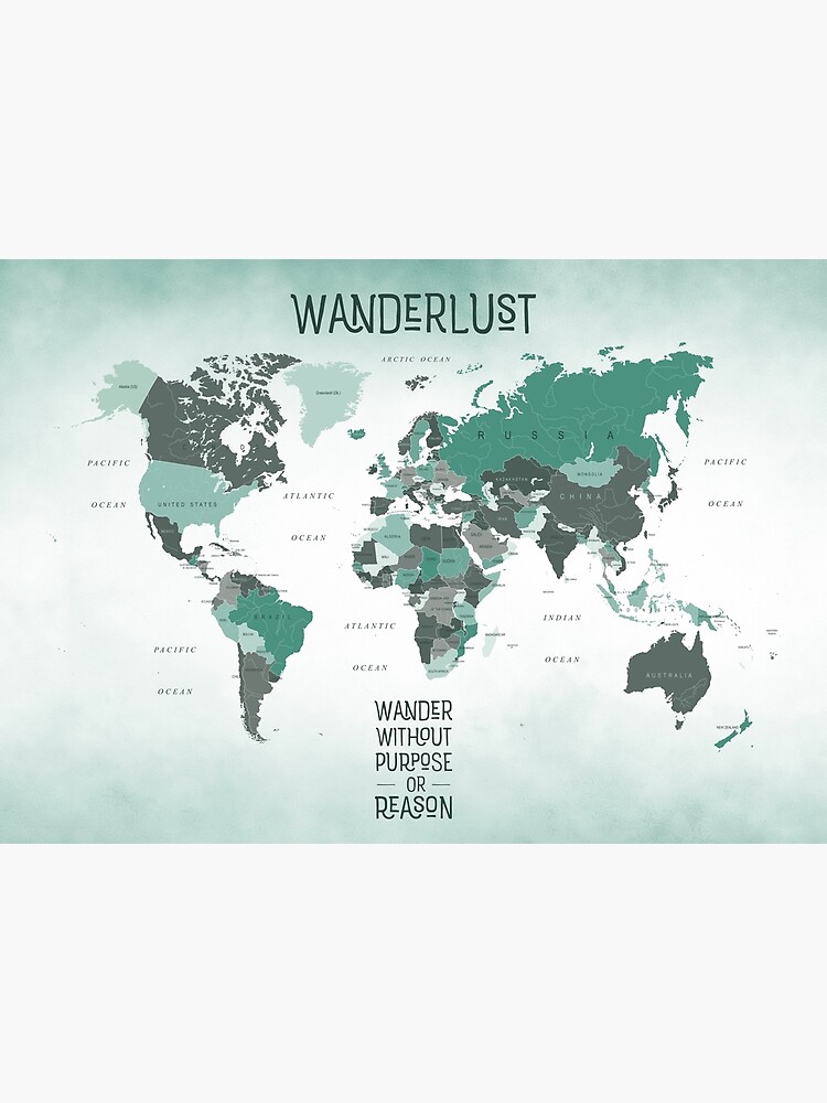 "Wanderlust Map of the World in Forest Green" Poster for Sale by ...
