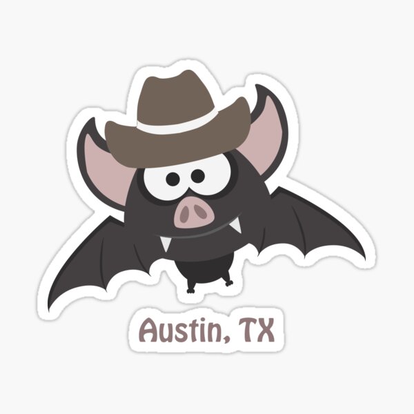 "Austin Texas - Cowboy Bat" Sticker by Eggtooth | Redbubble