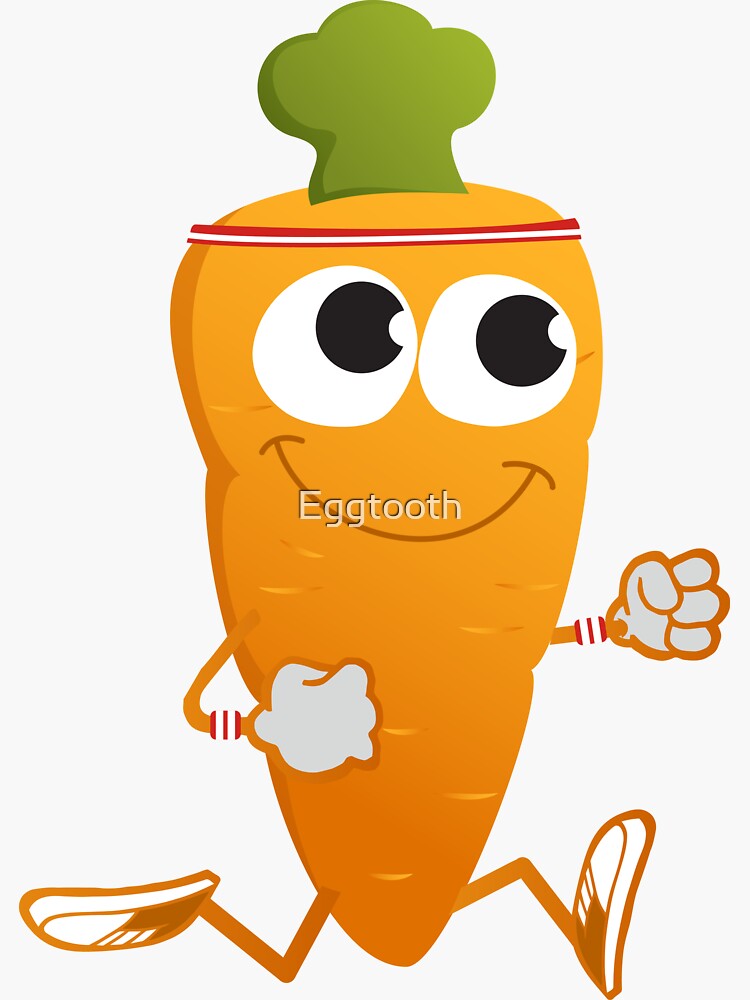 "Cute Cartoon Running Carrot" Sticker by Eggtooth | Redbubble